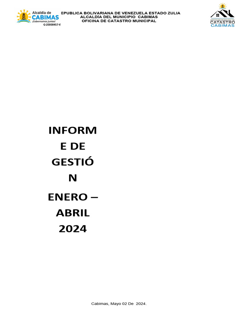 Informe de Gestion 2024 Enero - Abril | PDF | Planificación