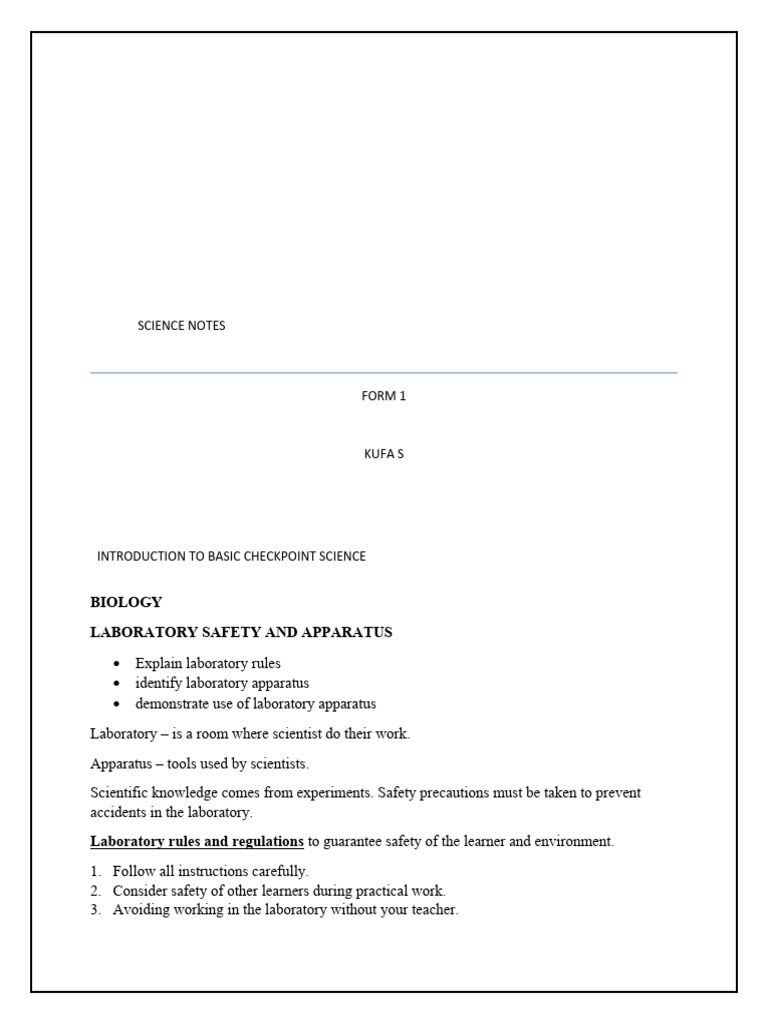 Basic Science Lab Safety and Equipment Guide | PDF | Flowers | Petal
