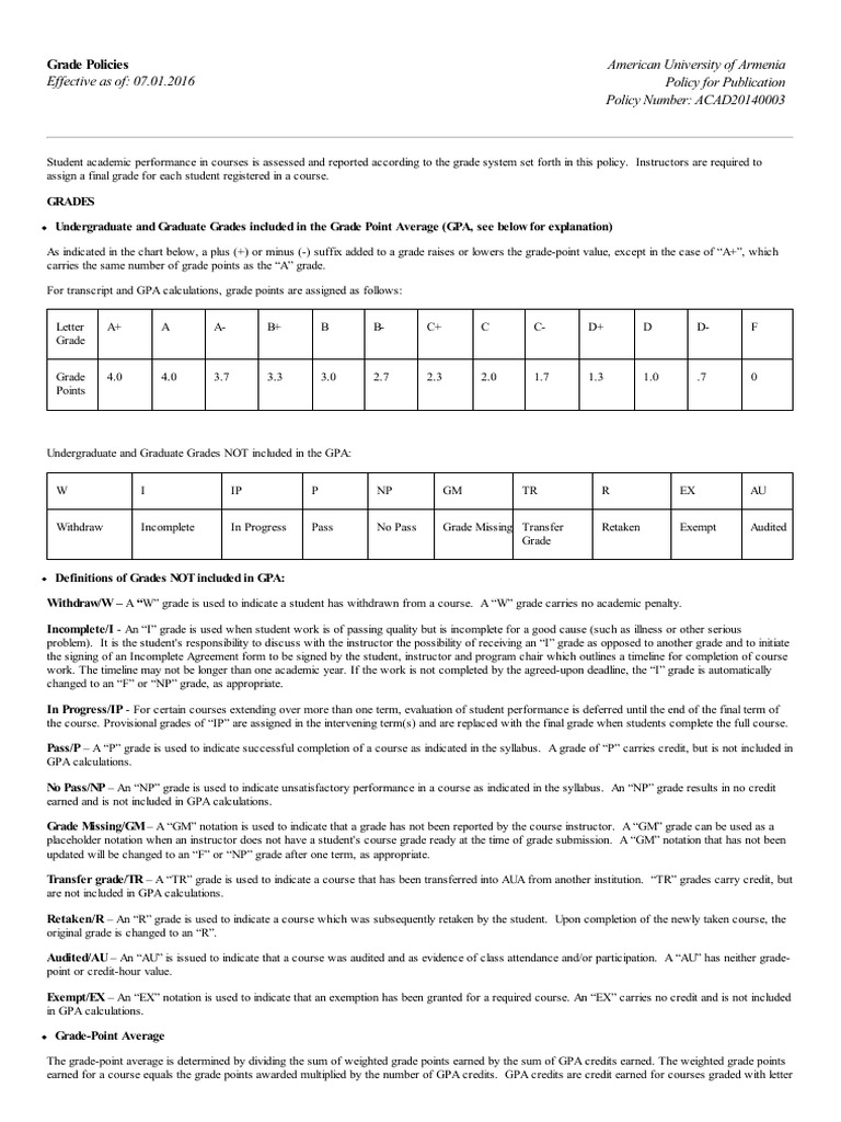 Grade Policies | PDF