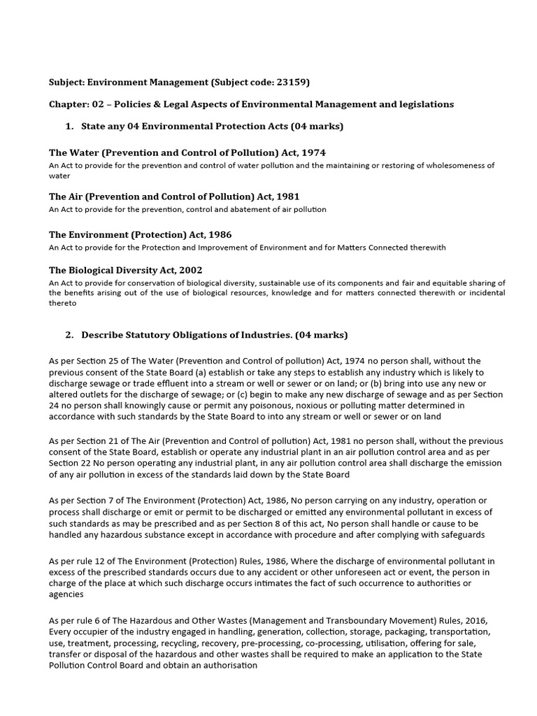 Answere Key - Chapter 2 (Paper VII) | PDF | Effluent | Sewage Treatment