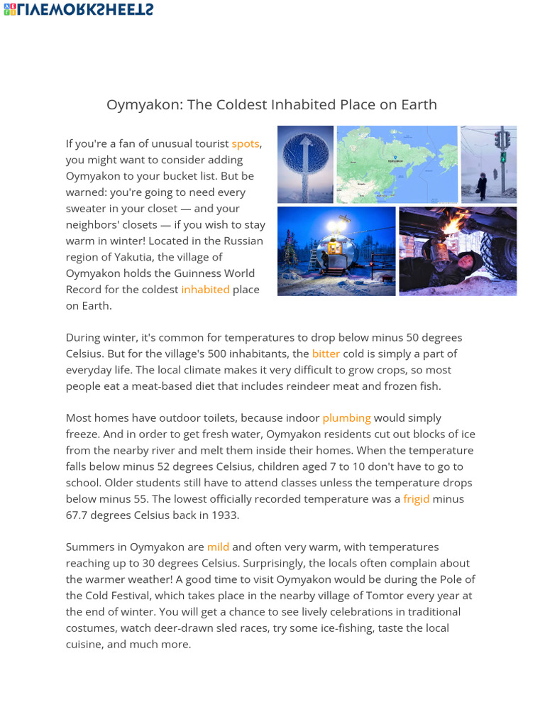 Terceros The Coldest Town On Earth EFL 5.3.6 | PDF | Earth Sciences ...