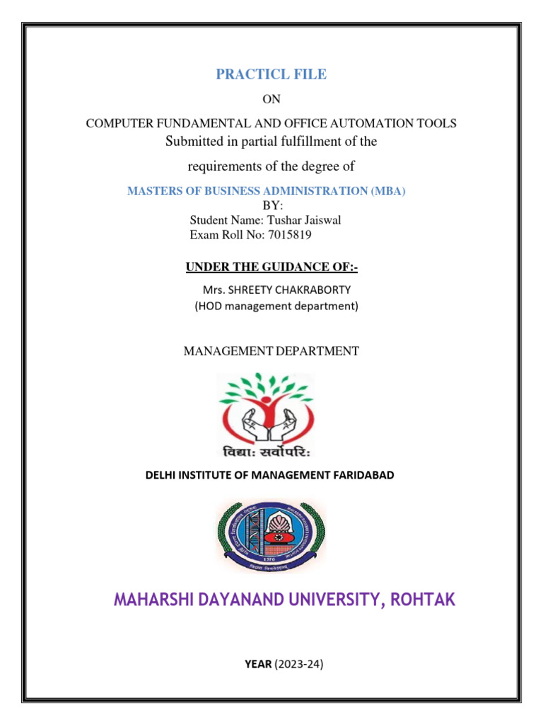 Mba Project Report Tushar J 2023 2024 | PDF | Internet | Computer Network