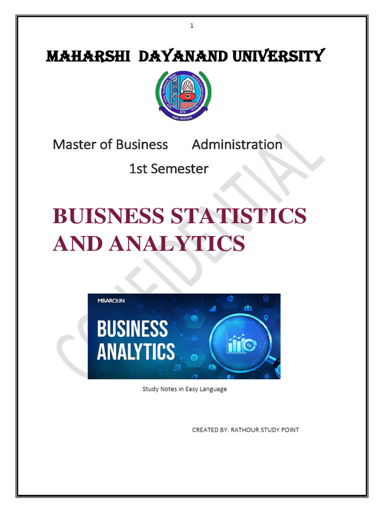 MDU MBA 1st Semester Buisness Statitcs and Analytics Notes 1 | PDF ...