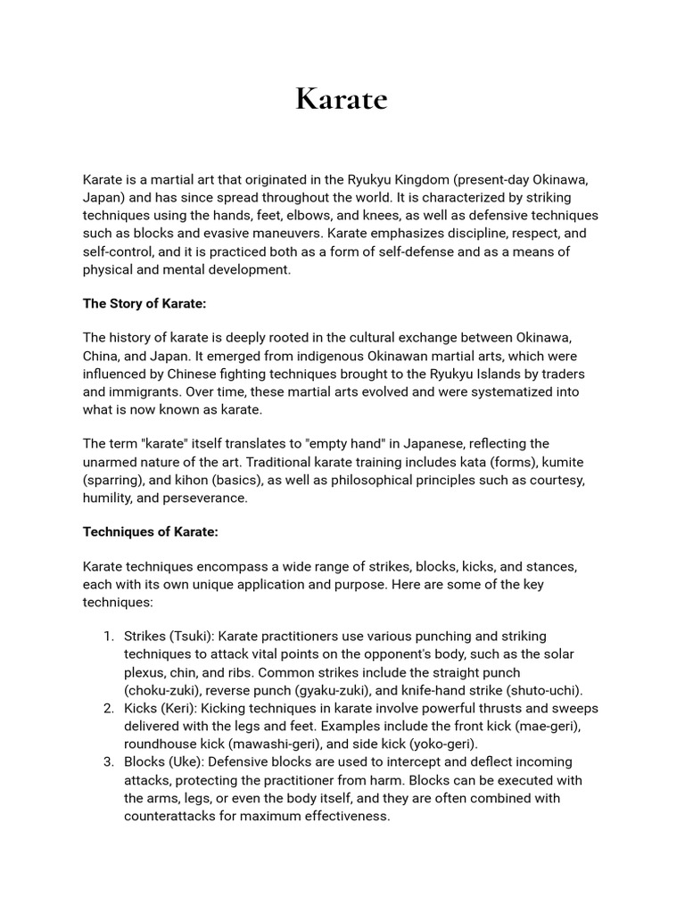 Karate overview | PDF | Karate | East Asian Martial Arts