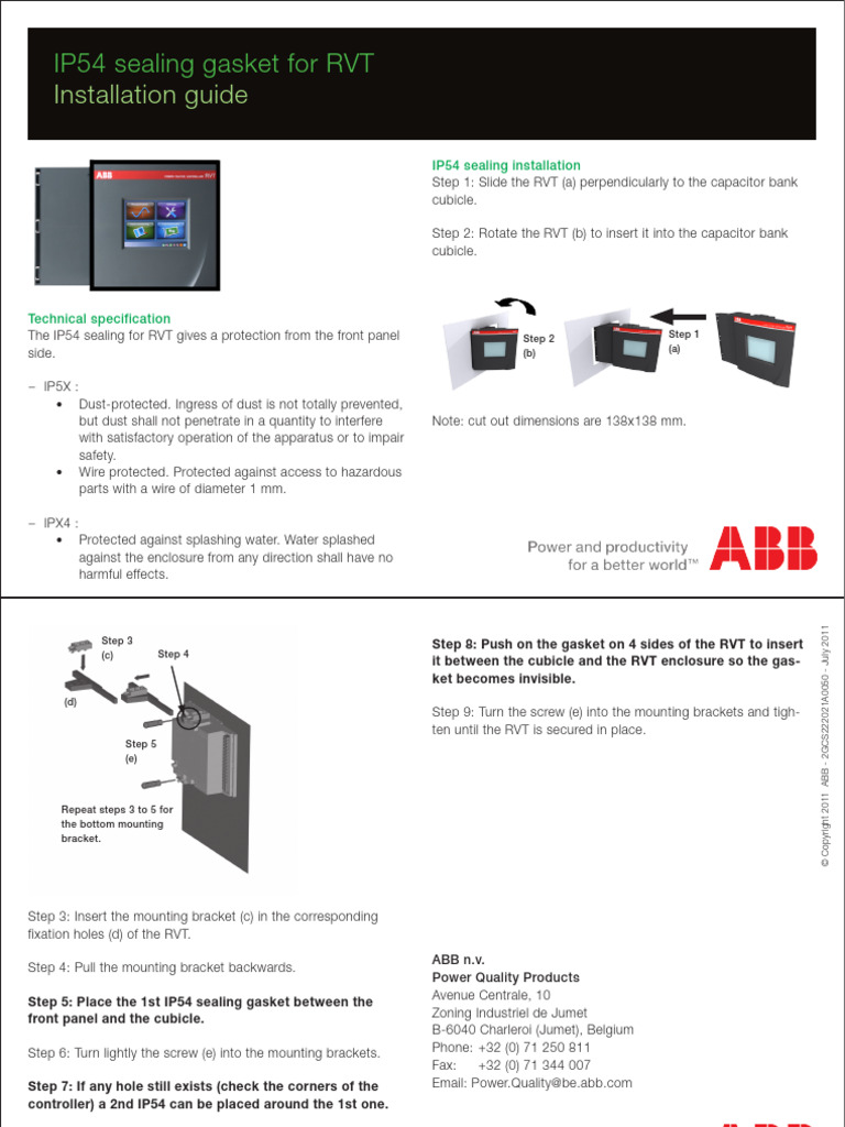 2GCS222021A0050 - IP54 Sealing Gasket Installation Guide | PDF ...