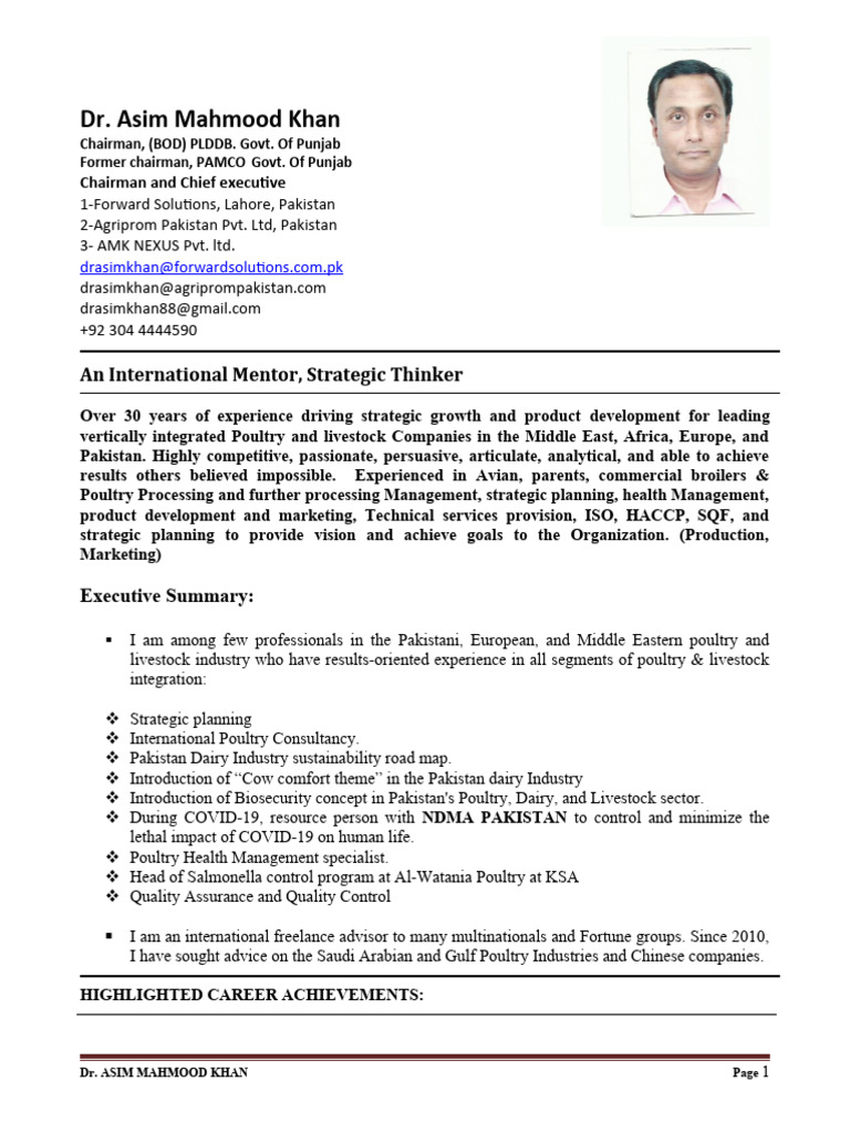 Asim Resume | PDF | Pakistan | Food Industry