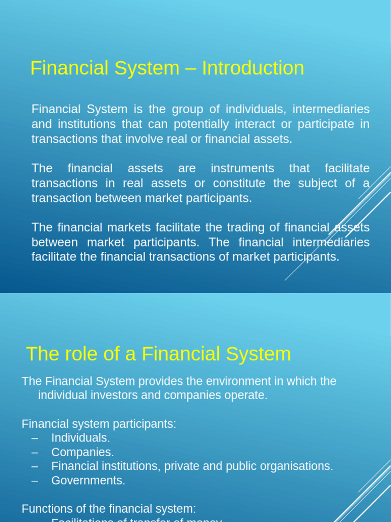 1-Financial System and Markets | PDF | Repurchase Agreement | Financial ...