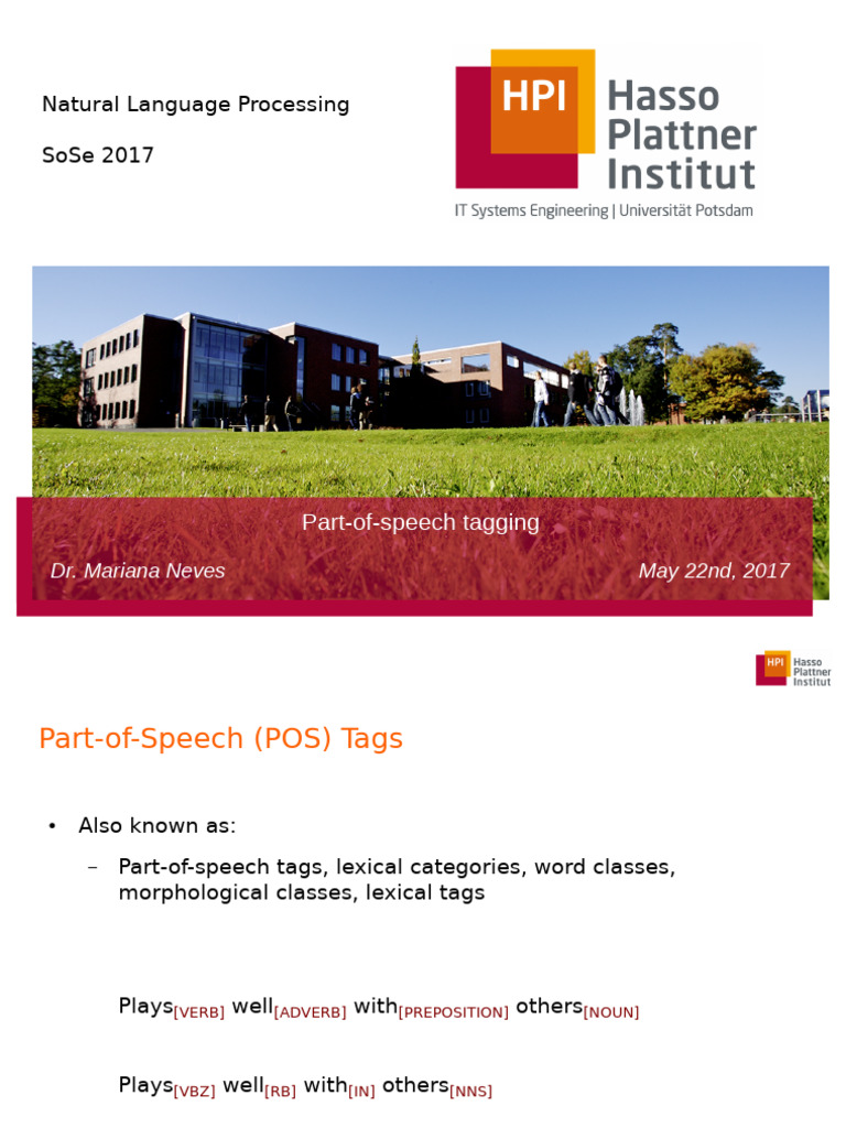 NLP04_PartOfSpeechTagging | PDF | Part Of Speech | Syntax