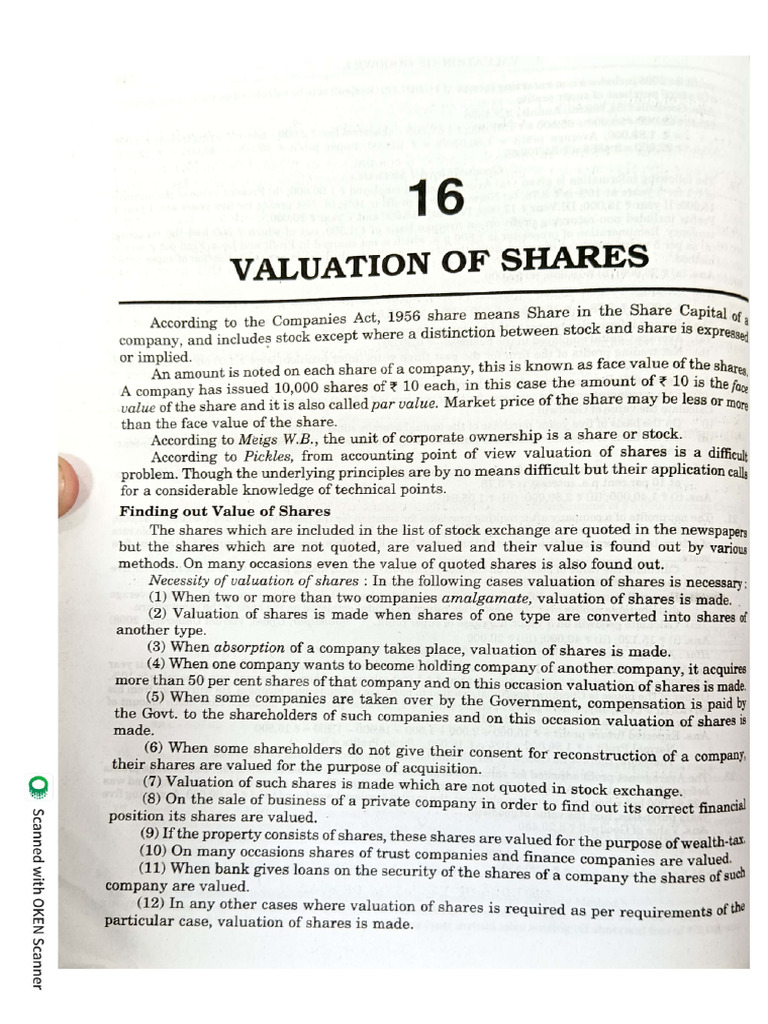 Valuation of Shares | PDF