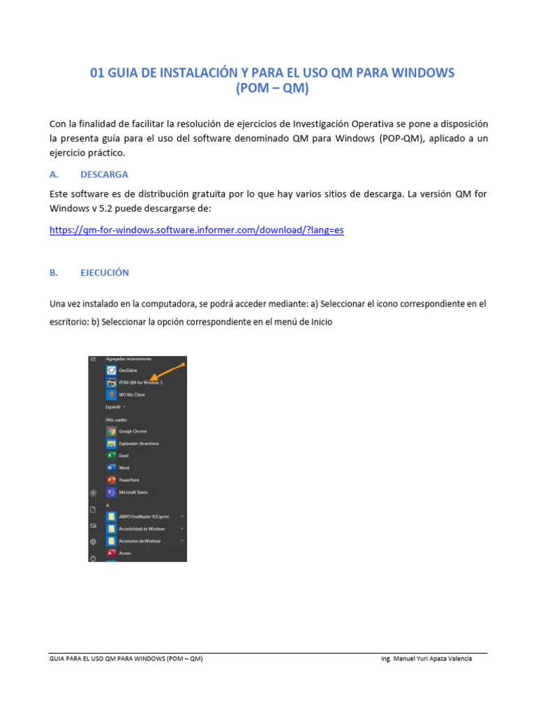 Guía de Uso de QM para Windows | PDF