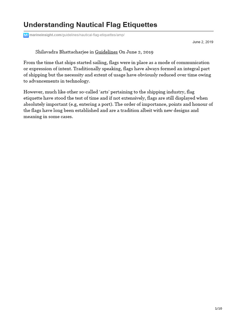 Nautical Flag Etiquette Explained | PDF | Flag | Shipping