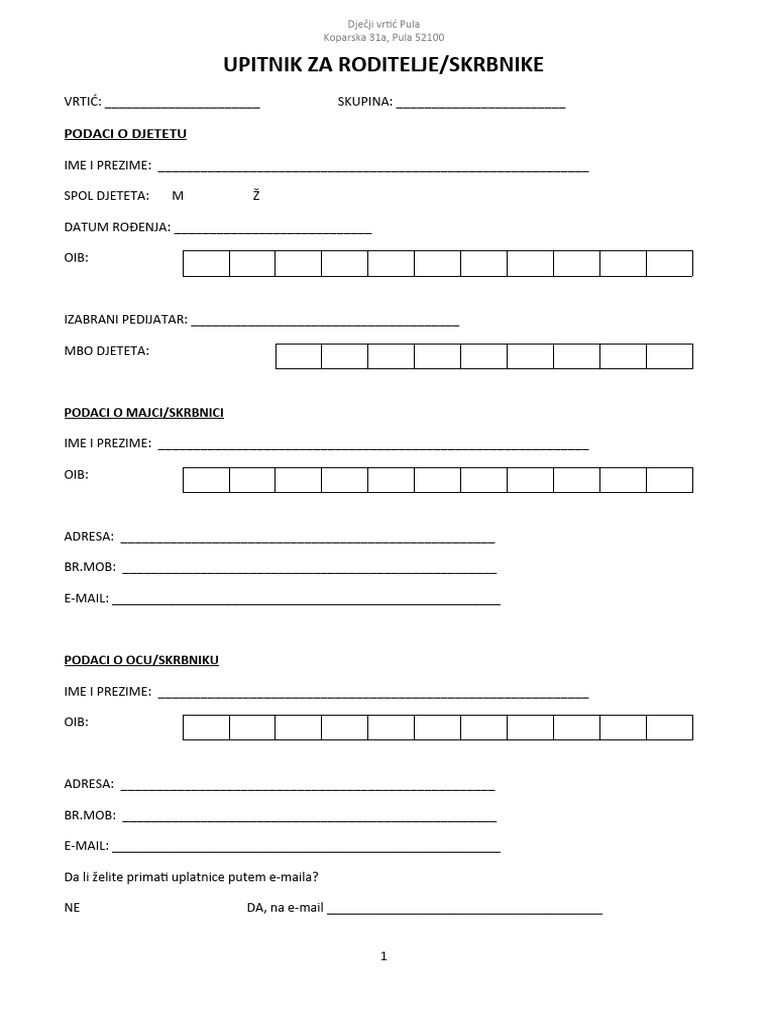 Upitnik-za-roditelje-2024. | PDF