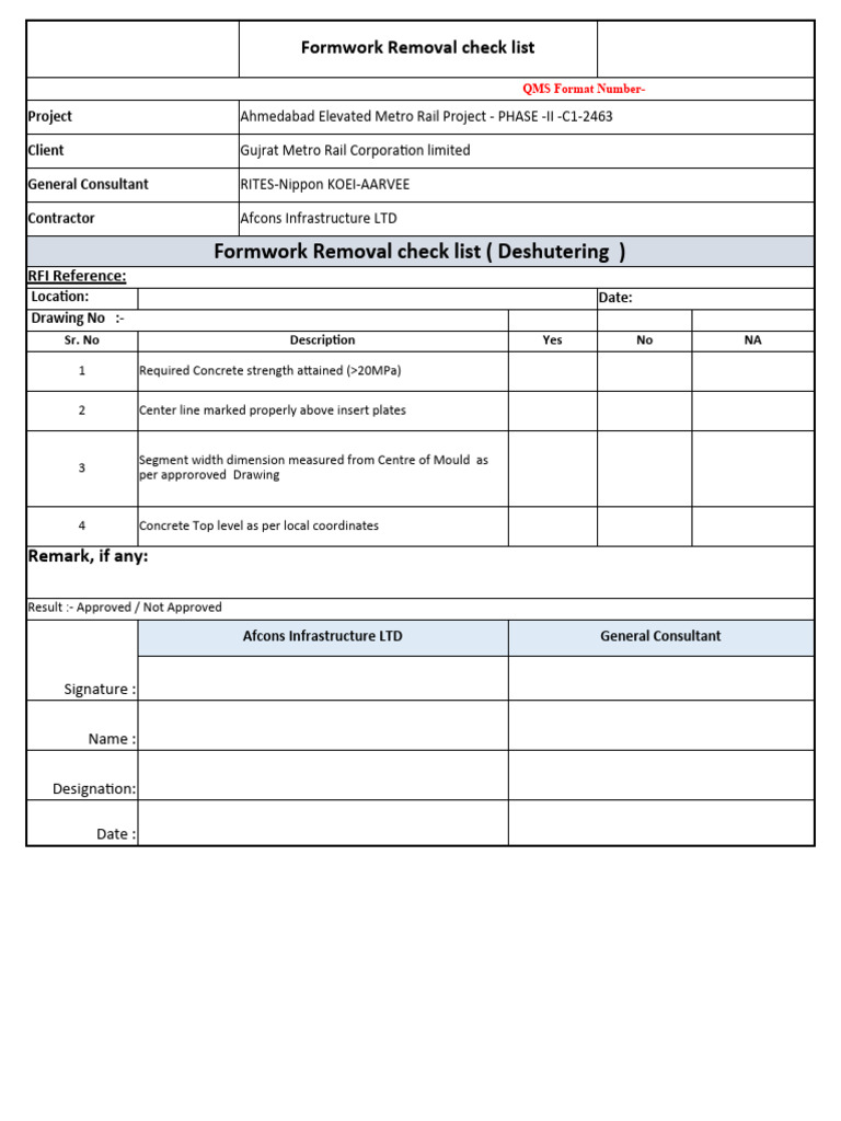 Checklists For Segments-RE00 | PDF | Concrete | Building Materials