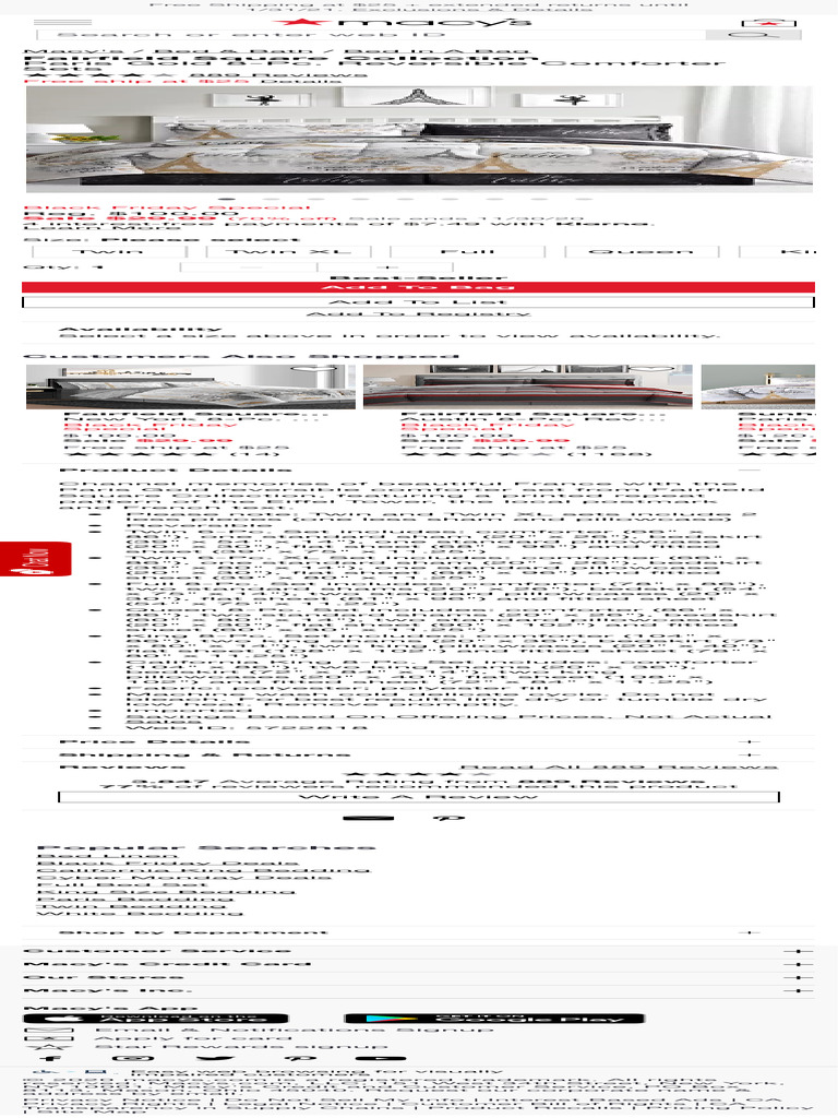 Fairfield Square Collection Paris Gold 8-Pc. Reversible Comforter Sets & Reviews - Bed in A Bag ...