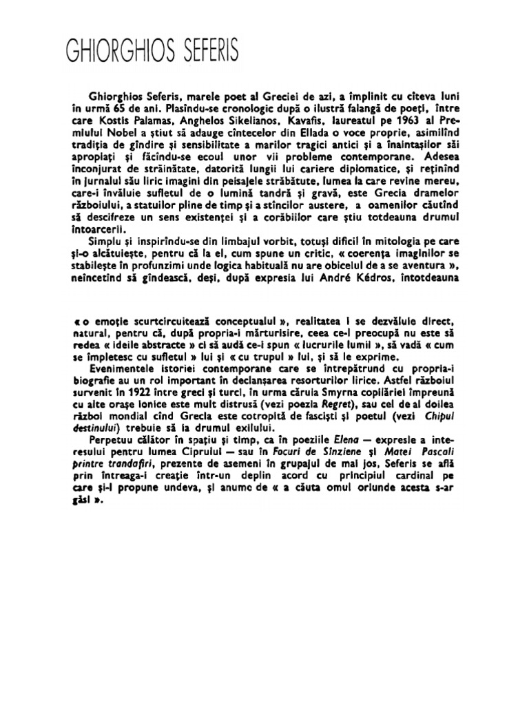 GHIORGHIOS SEFERIS - Versuri | PDF