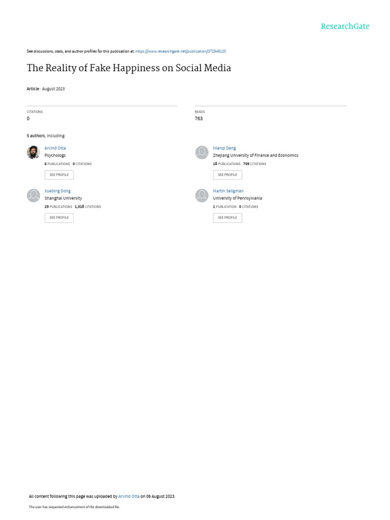 Social Media's Fake Happiness | PDF | Happiness | Emotions