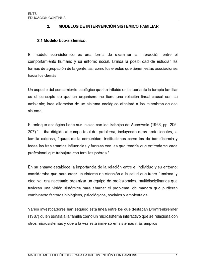 Modelos de Intervención | PDF | Comportamiento | Familia