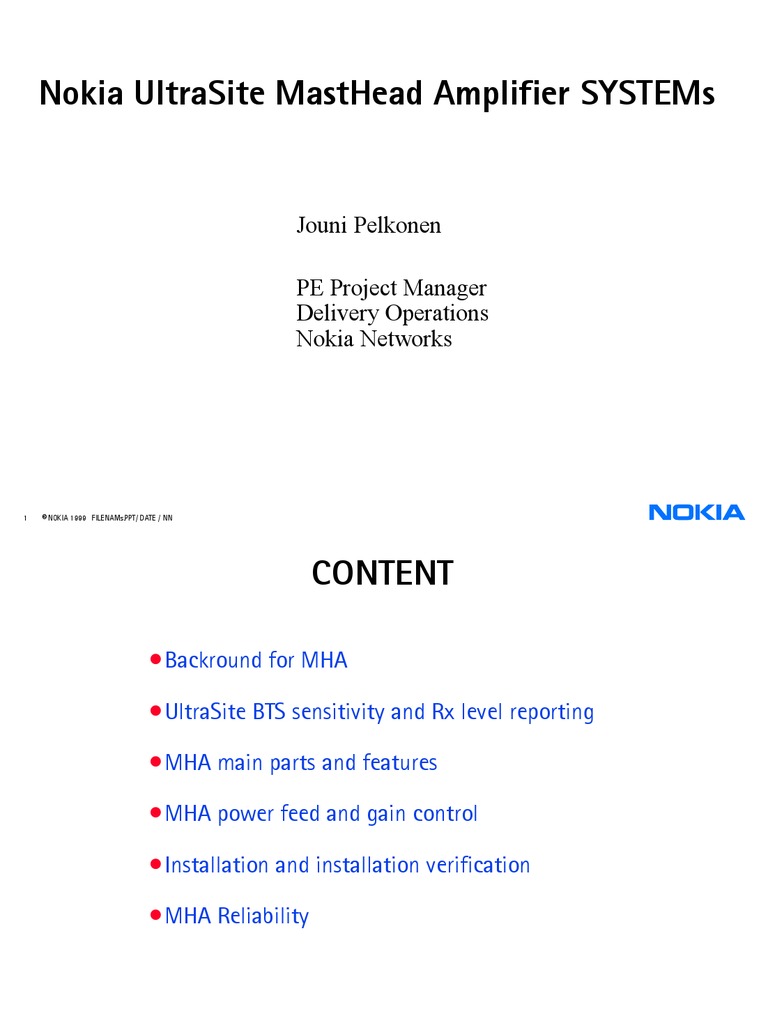 Nokia Ultrasite Mha System | PDF | Decibel | Amplifier