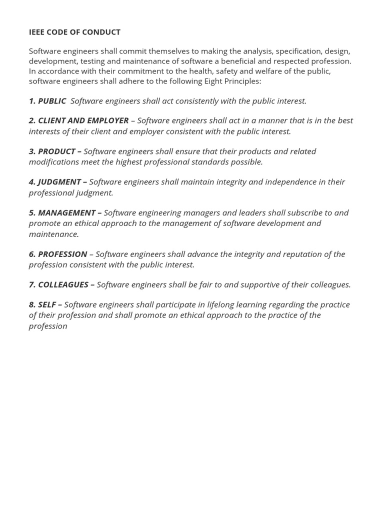 Ieee Code of Conduct | PDF