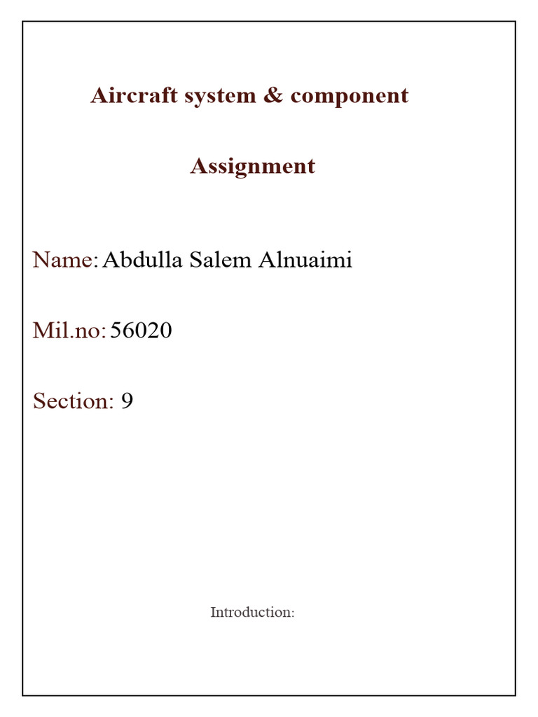 Aircraft Assignment | PDF | Aircraft | Aircraft Flight Control System