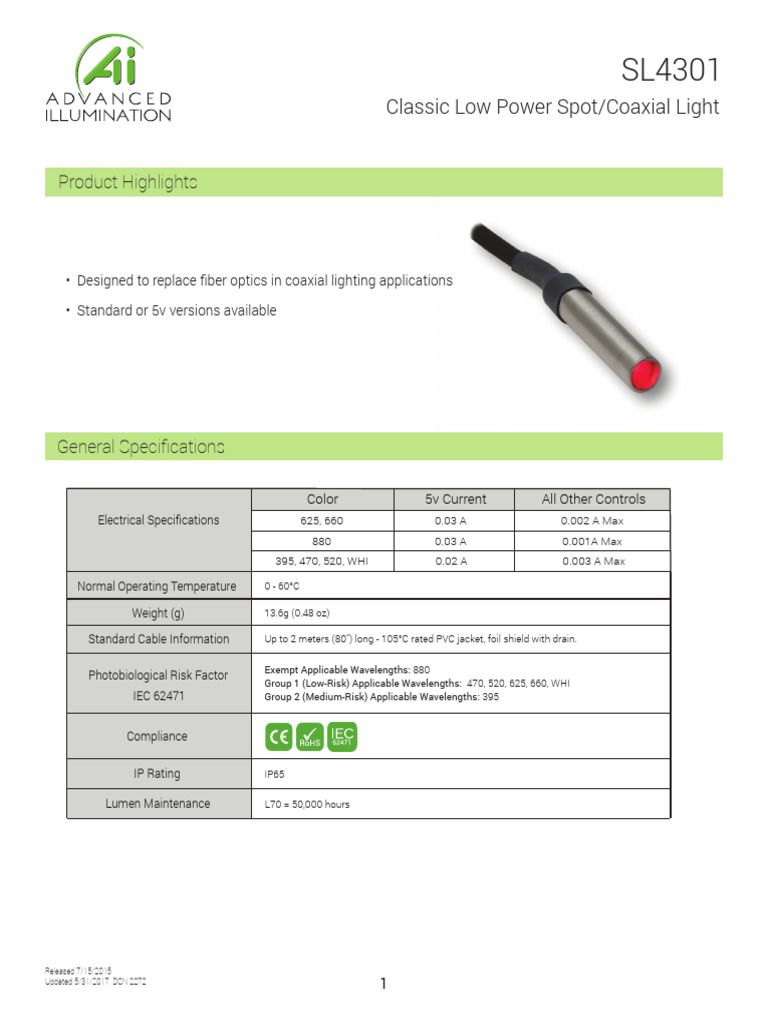 SL4301 Spot Lighting Specifications | PDF | Electromagnetic ...