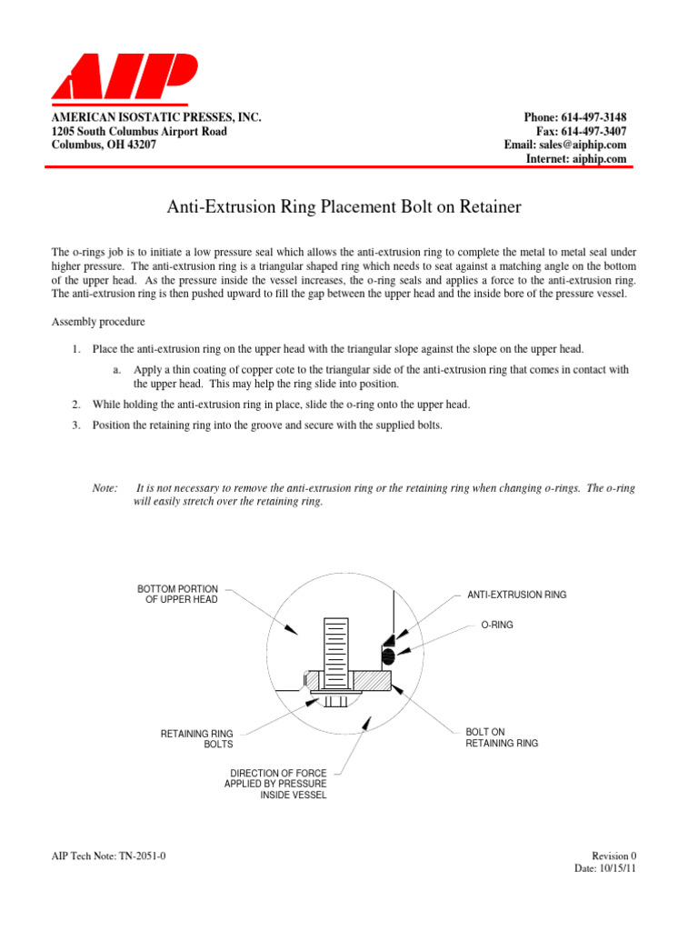 Anti-Extrusion Ring Installation Guide | PDF