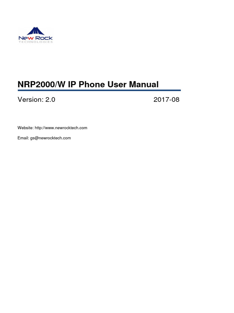 NRP2000W | PDF | Internet Protocol Suite | Telephone