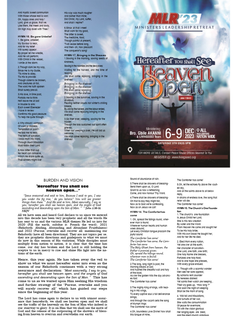 MLR 2023 Program and Bible Study | PDF | Oneness Pentecostalism | Prayer