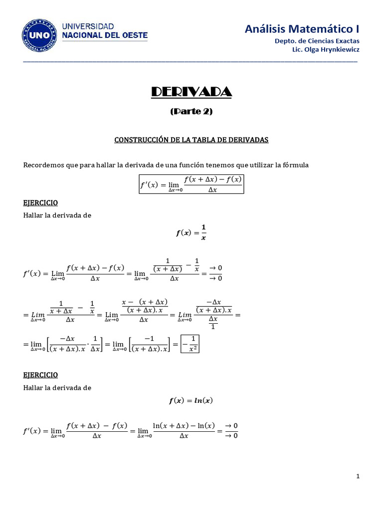 DERIVADA - Parte 2 | PDF | Límite (Matemáticas) | Derivado