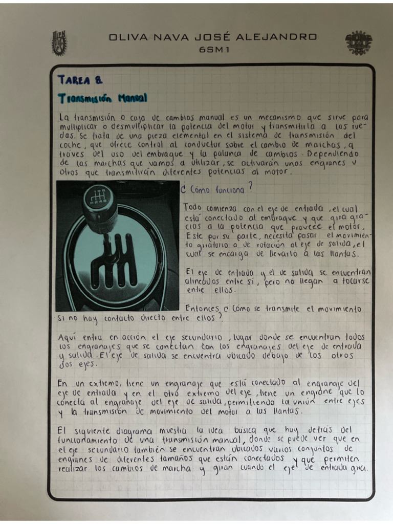 Tarea 8 TM Transmisión Manual | PDF