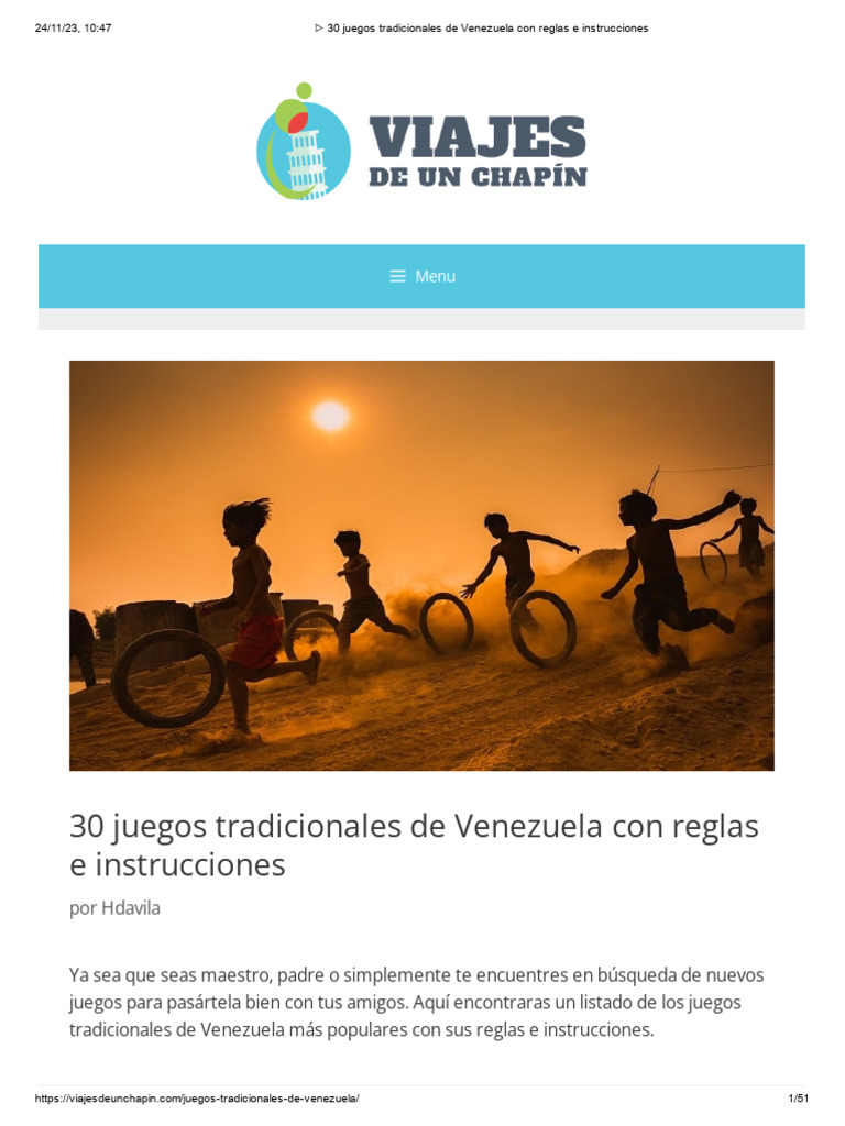 30 juegos tradicionales de Venezuela con reglas e instrucciones | PDF