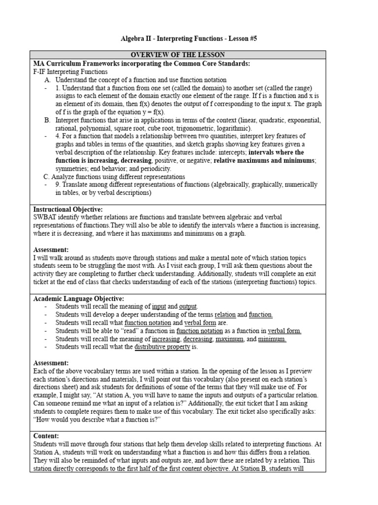 lesson plan 2 | PDF | Function (Mathematics) | Mathematical Objects