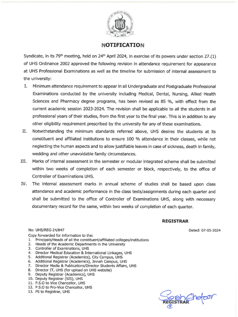 Notification Attendance-Internal Assessment Policy | PDF
