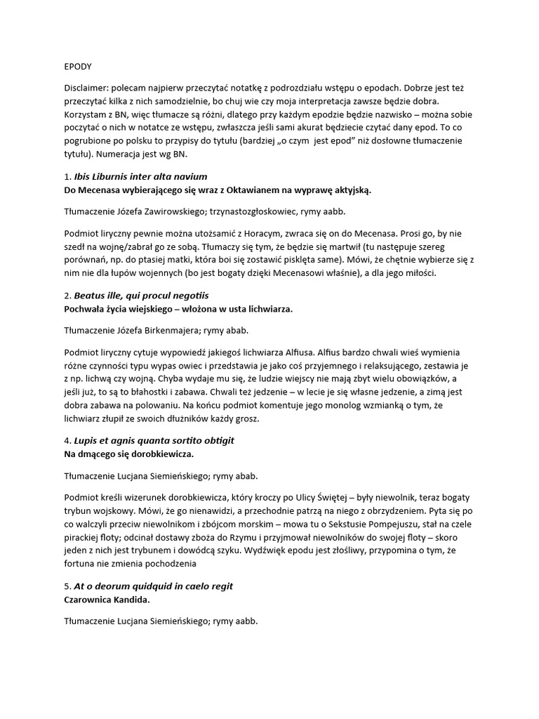 Epody Horacy | PDF