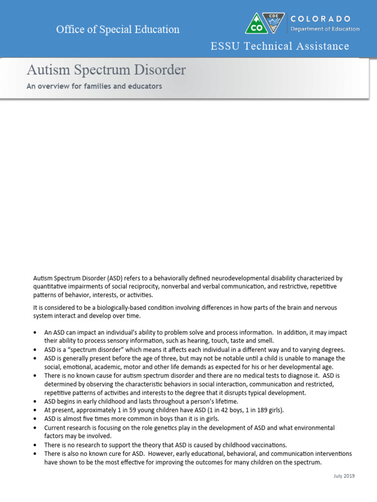 ta_asd_word_july_2019 | PDF | Autism Spectrum | Mental Disorder