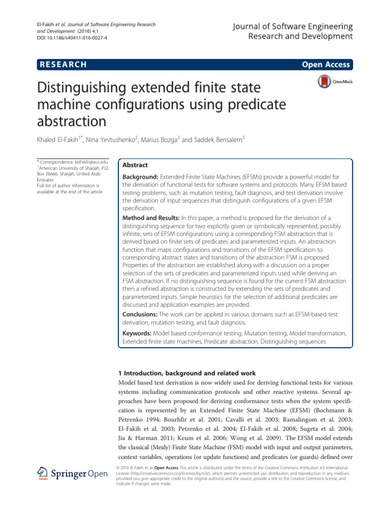 Distinguishing Extended Finite State Machine Configurations Using Predicate Abstraction | PDF ...