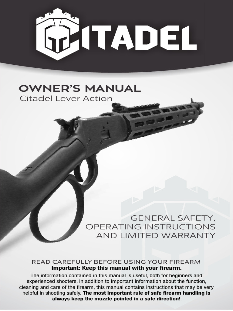 Citadel Lever Action Firearm Manual | PDF | Trigger (Firearms) | Gun Barrel