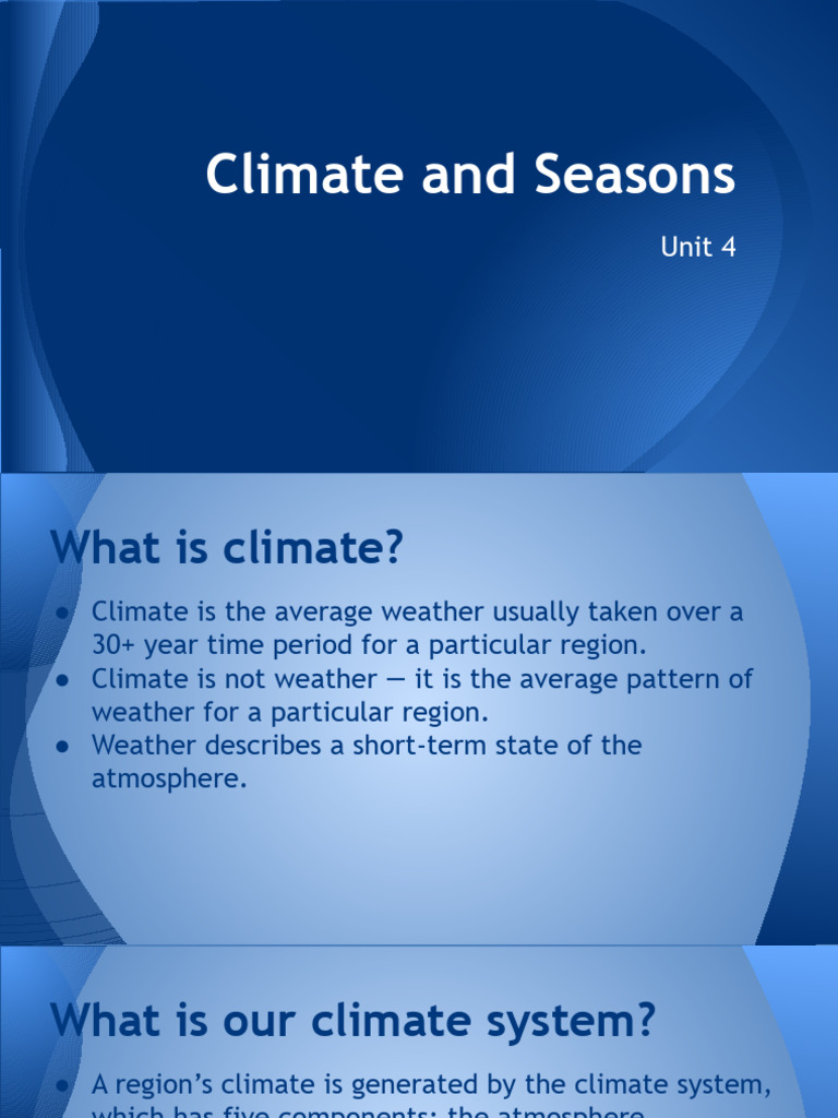 Unit 4 - Climate Zones and Seasons | PDF | Earth Sciences | Climate Change