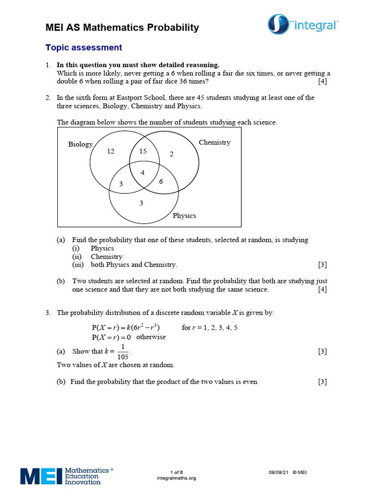 Probability CA MS | PDF | Probability Distribution | Mathematics