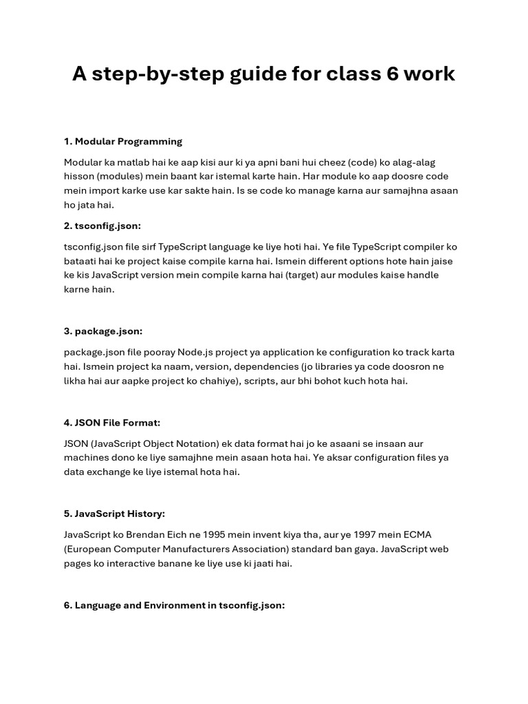 A Step-By-Step Guide For Class 6 Work All Definitions | PDF | Java Script | Computing