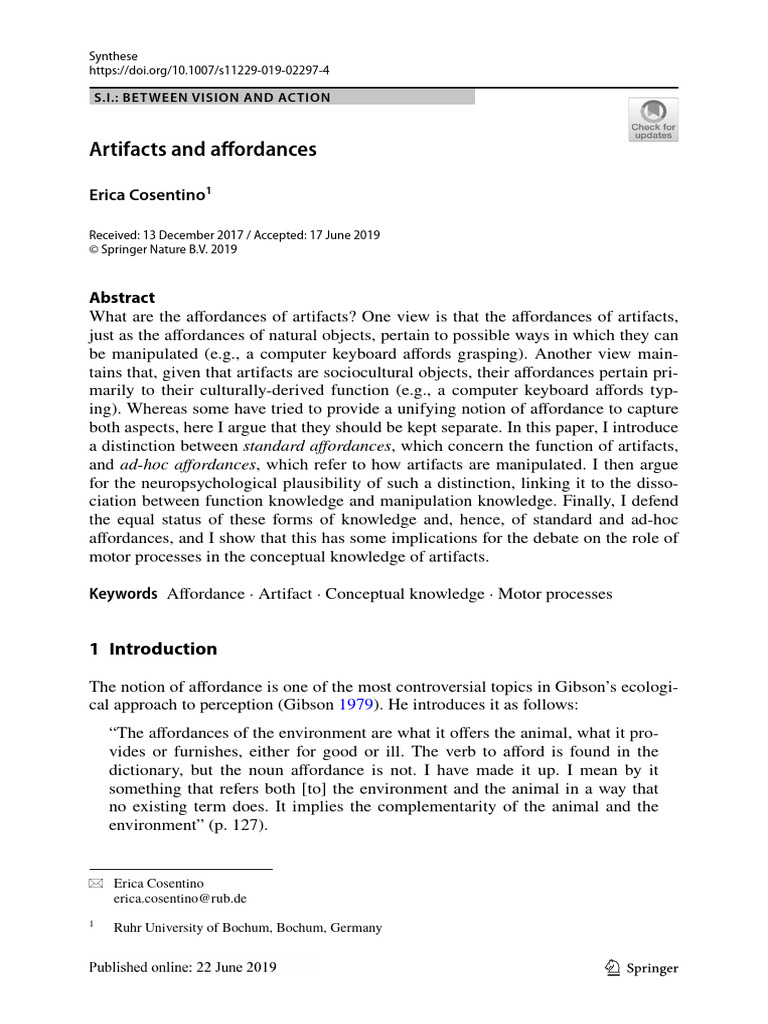 Affordances and Artifacts | PDF | Concept | Knowledge