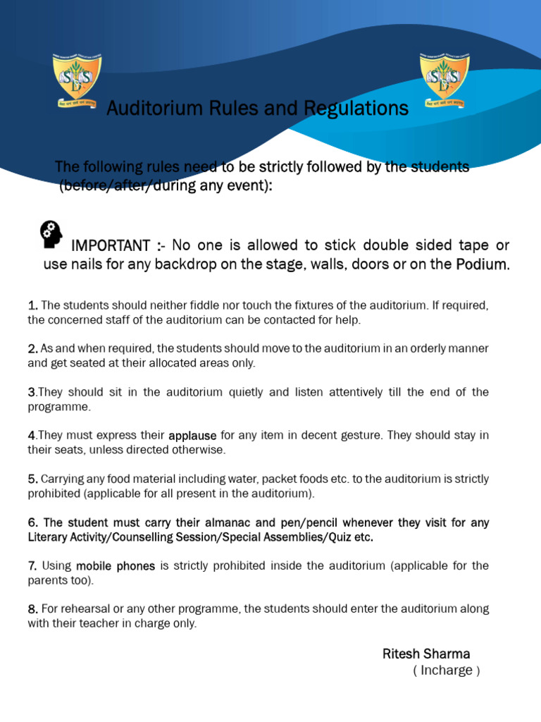 Auditorium Rules & Regulations | PDF