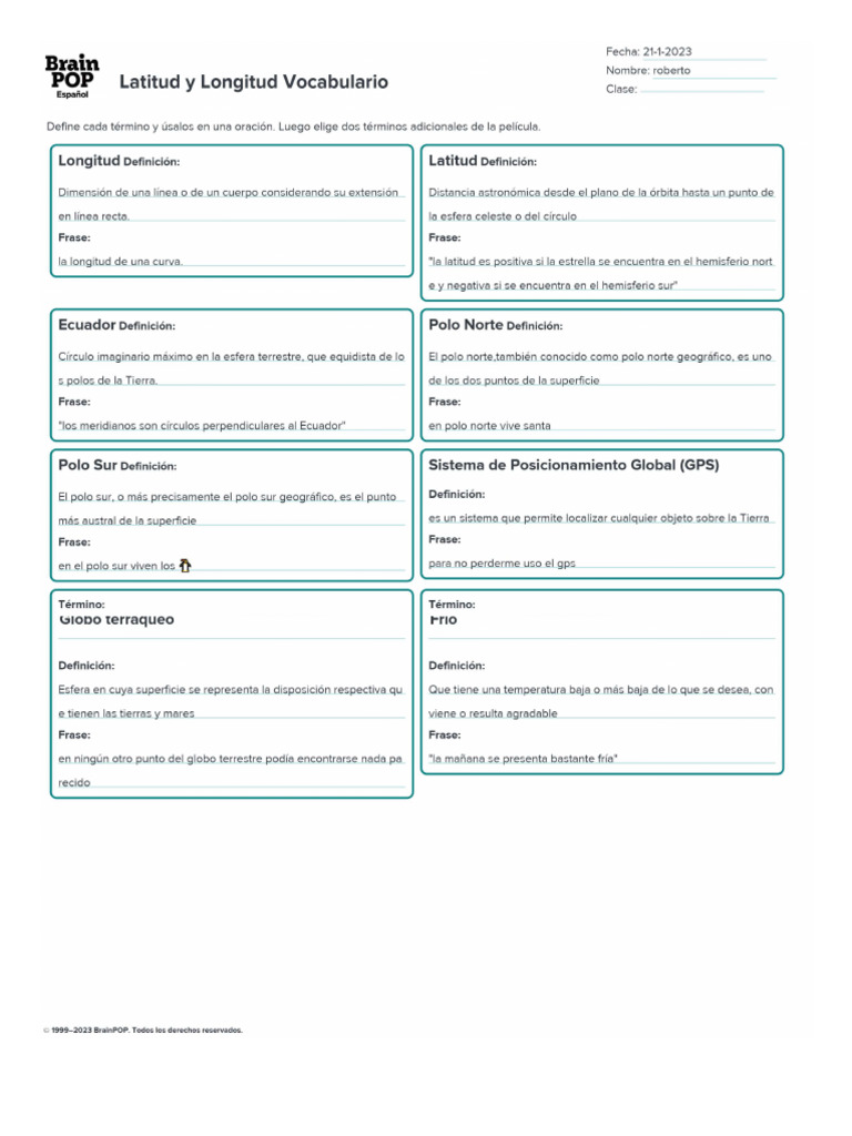 Vocabulario 1 Ciencias Sociales | PDF