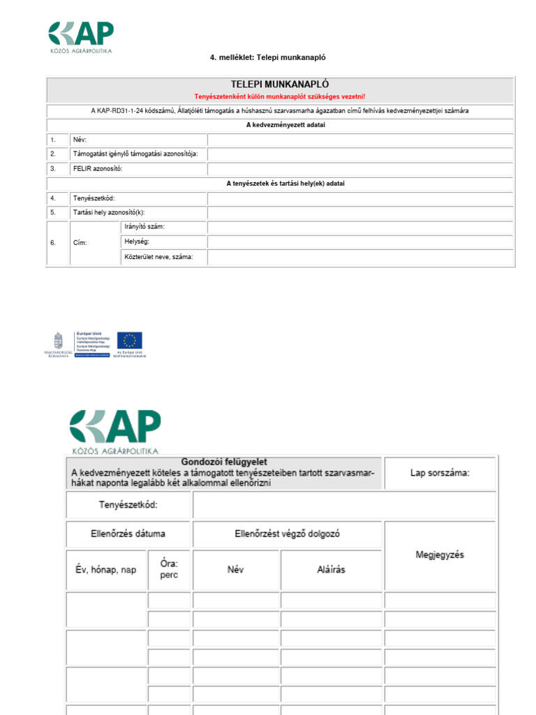 Melléklet Telepi Munkanapló | PDF
