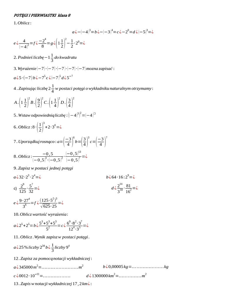 POTĘGI I PIERWIASTKI Moje | PDF