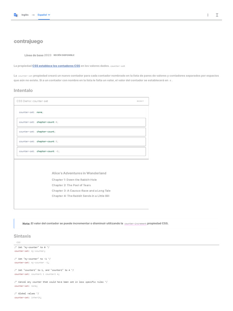 Conjunto de Contadores - CSS - Hojas de Estilo en Cascada - MDN ... Conjunto de Contadores - CSS - Hojas de Estilo en Cascada - MDN ...
