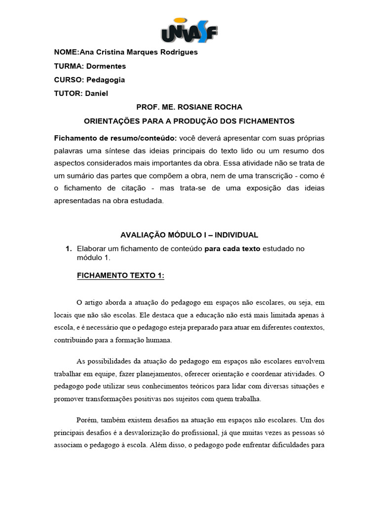 ATIVIDADE MODULO I (7) | PDF | Pedagogia | Science