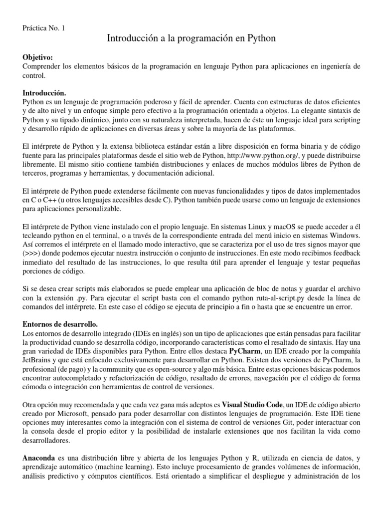 Práctica No. 1vpython | Descargar gratis PDF | Entorno de desarrollo integrado | Python ...