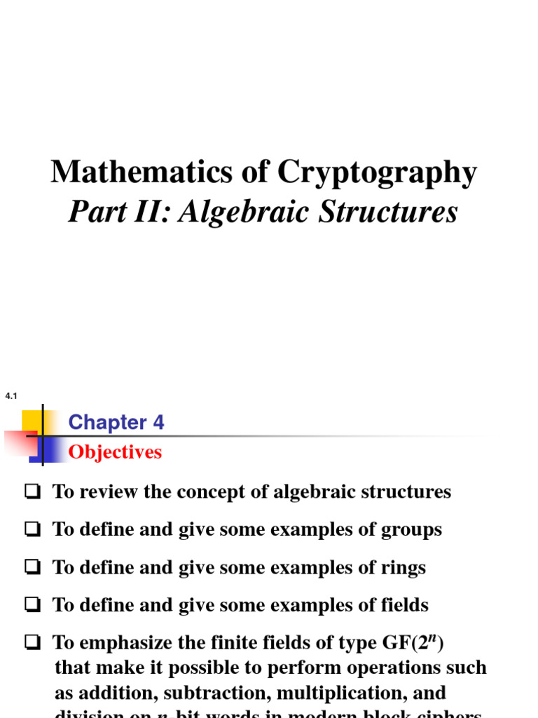 Cryptography Algebra Basics | PDF | Group (Mathematics) | Field (Mathematics)