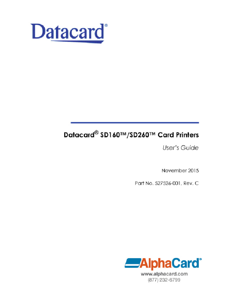 Datacard SD160 User Guide | PDF | Printer (Computing) | Menu (Computing)